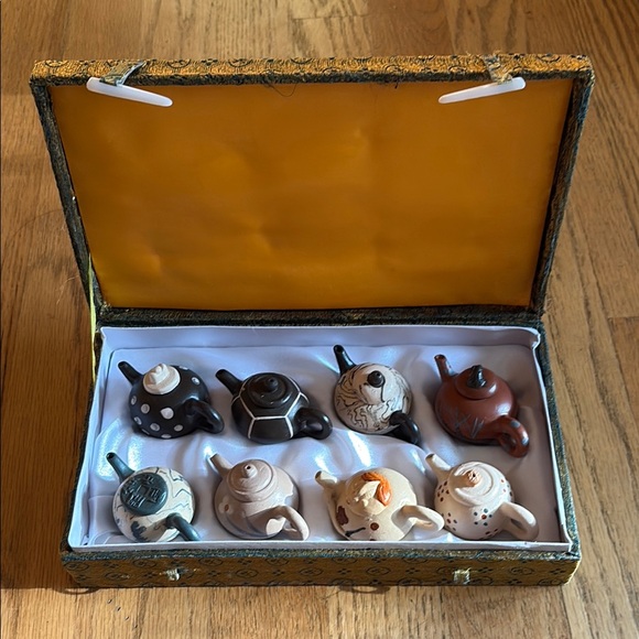 Other | Vintage Chinese Set Of Eight Minature Decorative Teapots In Box ...